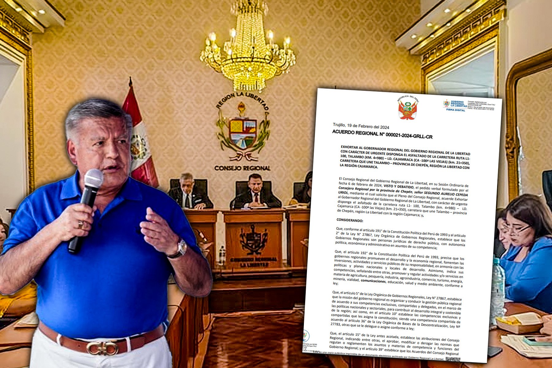 CRLL solicita al gobernador César Acuña se asfalte la carretera que une ...