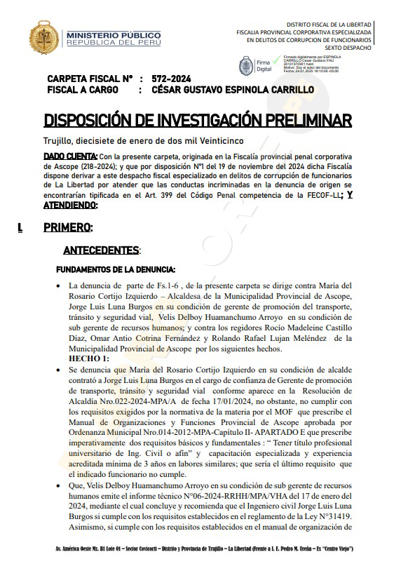 Ascope: Fiscalía inicia nueva investigación contra alcaldesa María del ...